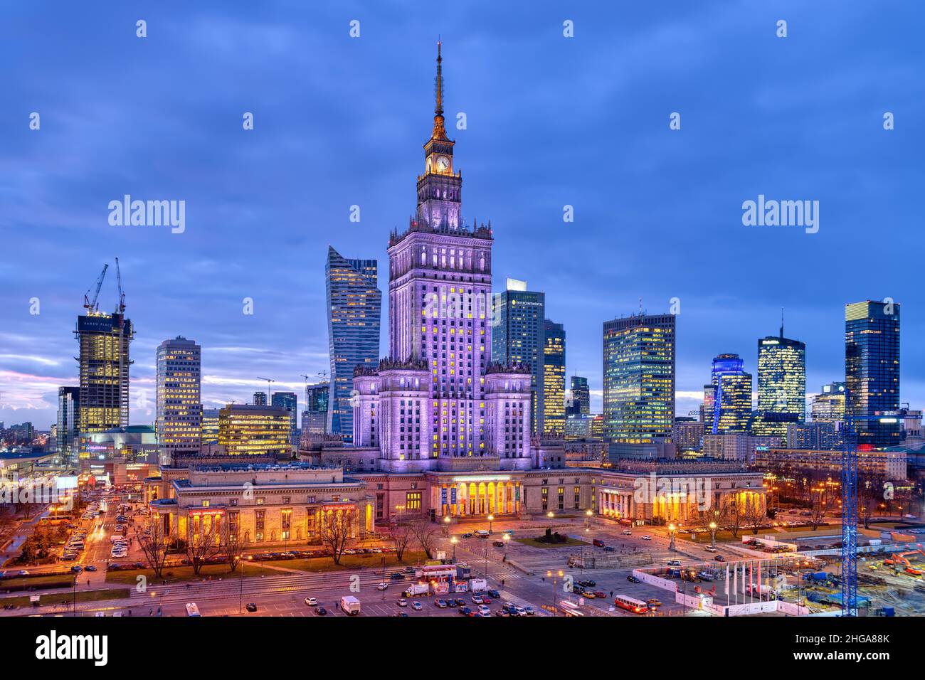 Warsaw, Poland - January 22, 2020: High angle view panorama of Warszawa ...