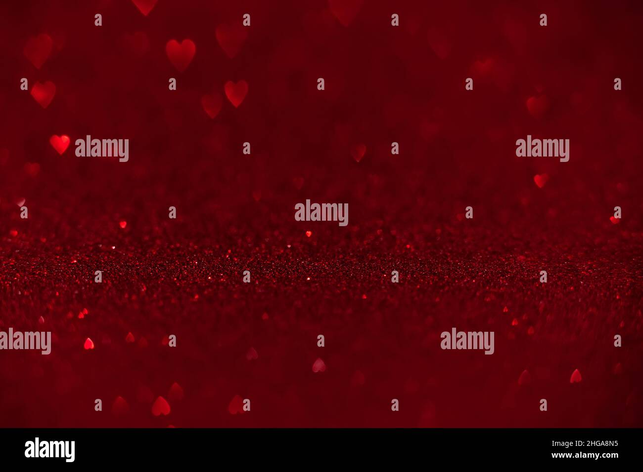 Red hearts, sparkling glitter bokeh background, valentines day abstract ...