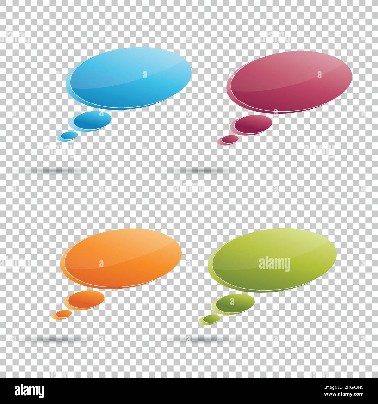 speech bubbles in different colors 3d set on the checked transparent ...