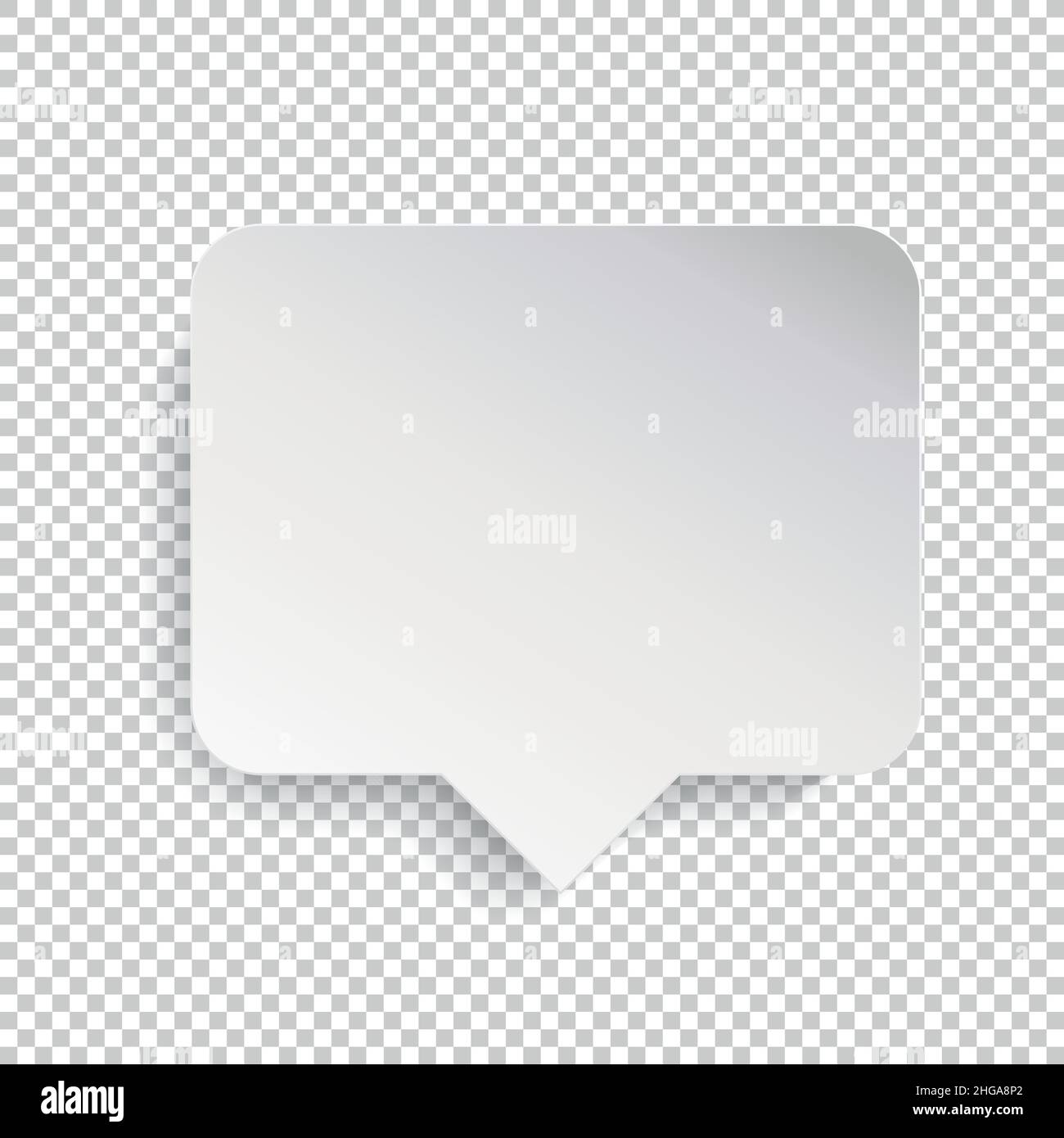White rectangle paper speech bubble on checked transparent background ...