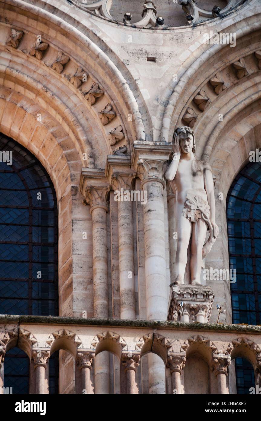 Adam is woefully crestfallen on the facade of Notre dame Cathedral in ...