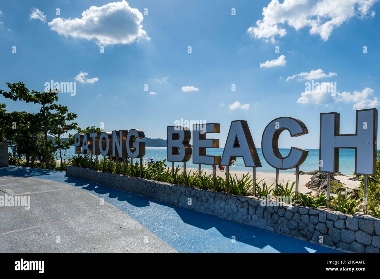 Patong beach sign in Phuket Island, Thailand. The big landmark sign of ...