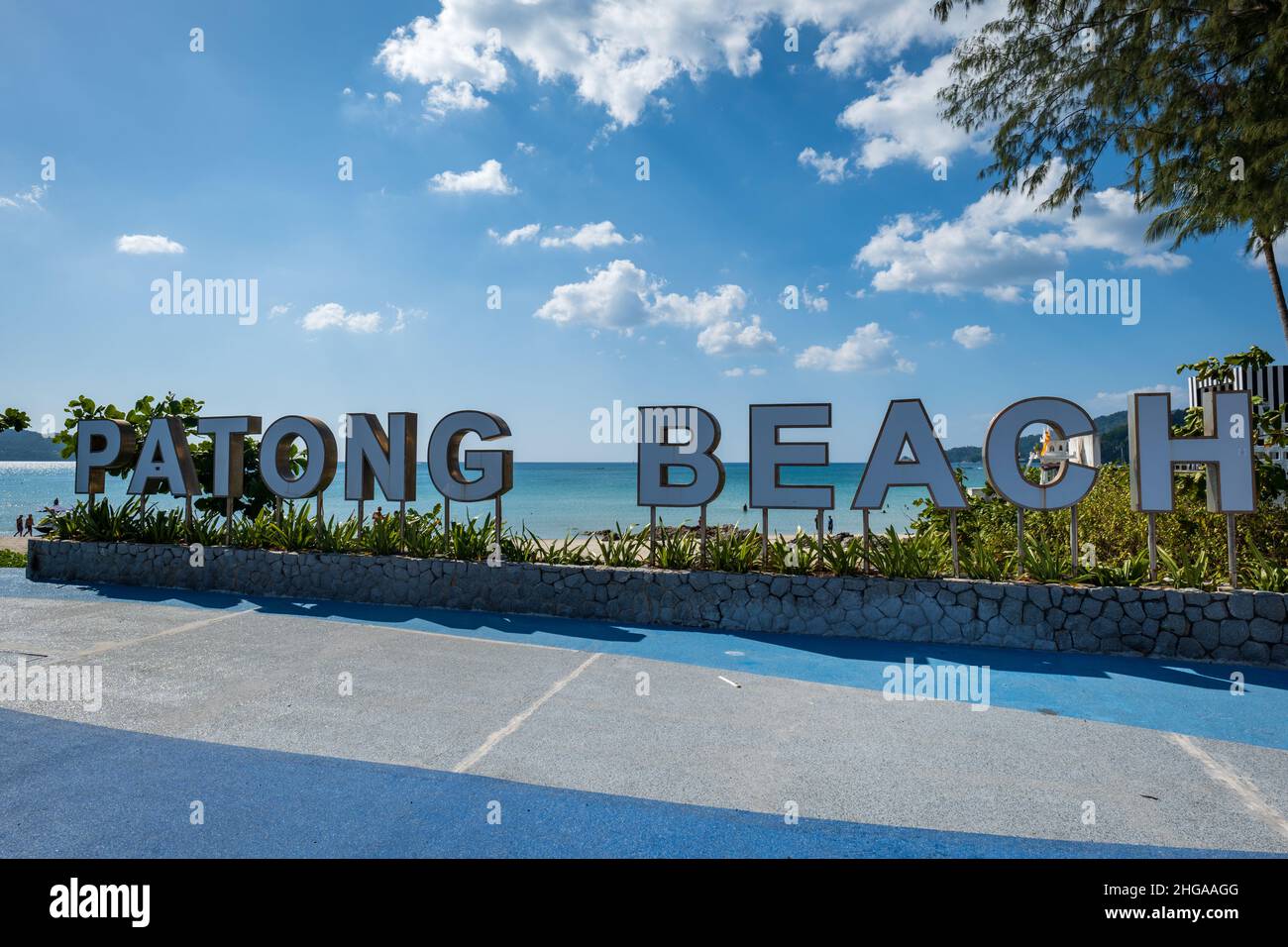 Patong beach sign in Phuket Island, Thailand. The big landmark sign of ...