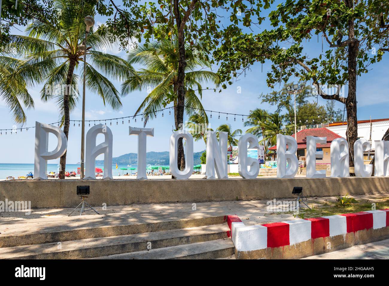 Patong beach sign in Phuket Island, Thailand. The big landmark sign of ...