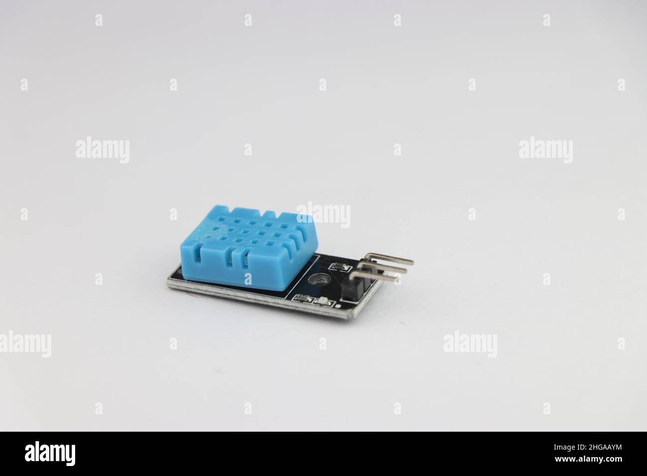 DHT11 temperature and humidity sensor module isolated on white ...