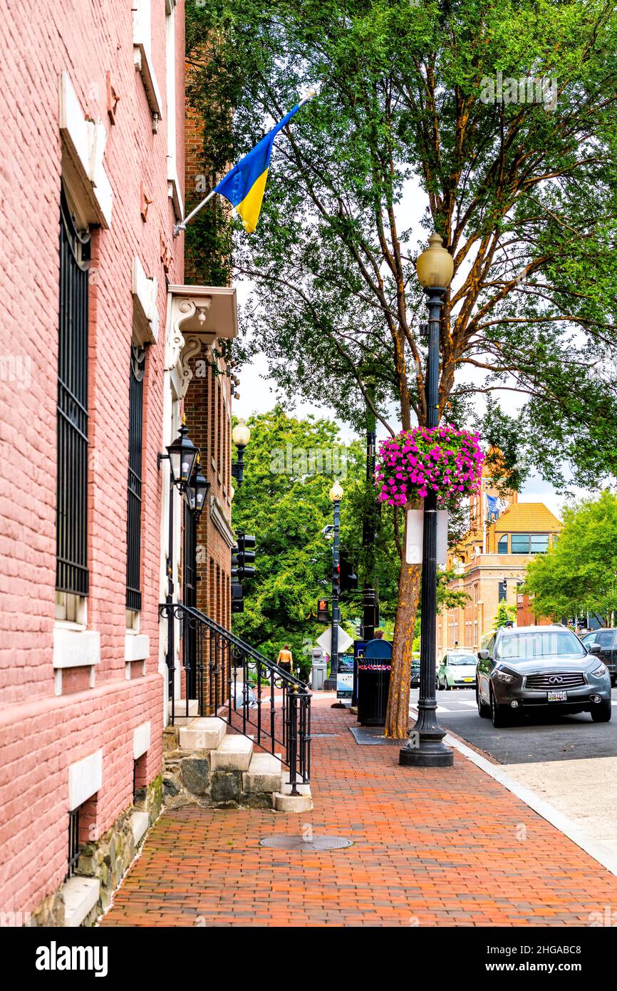 Washington DC, USA - August 18, 2021: M Potomac Street in DC Georgetown ...