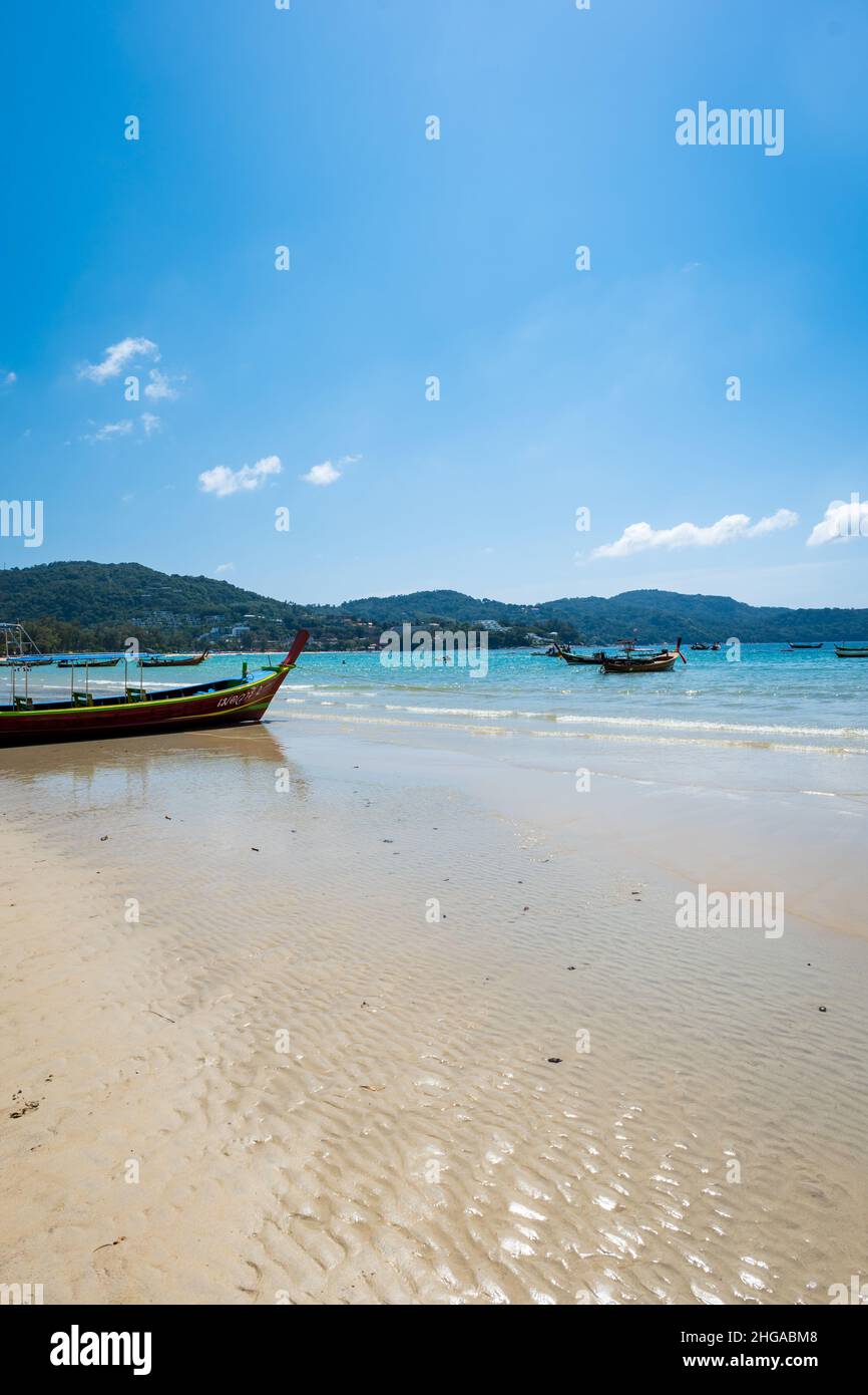 Kata beach in Phuket, Thailand, beach with clear water, white and ...