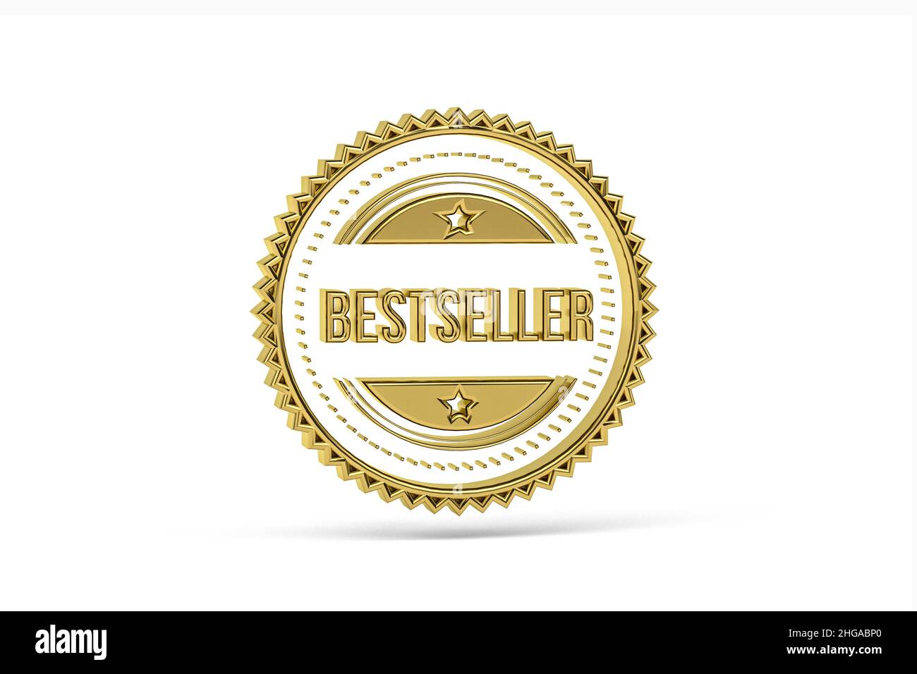 Golden 3d bestseller icon isolated on white background - 3d render ...