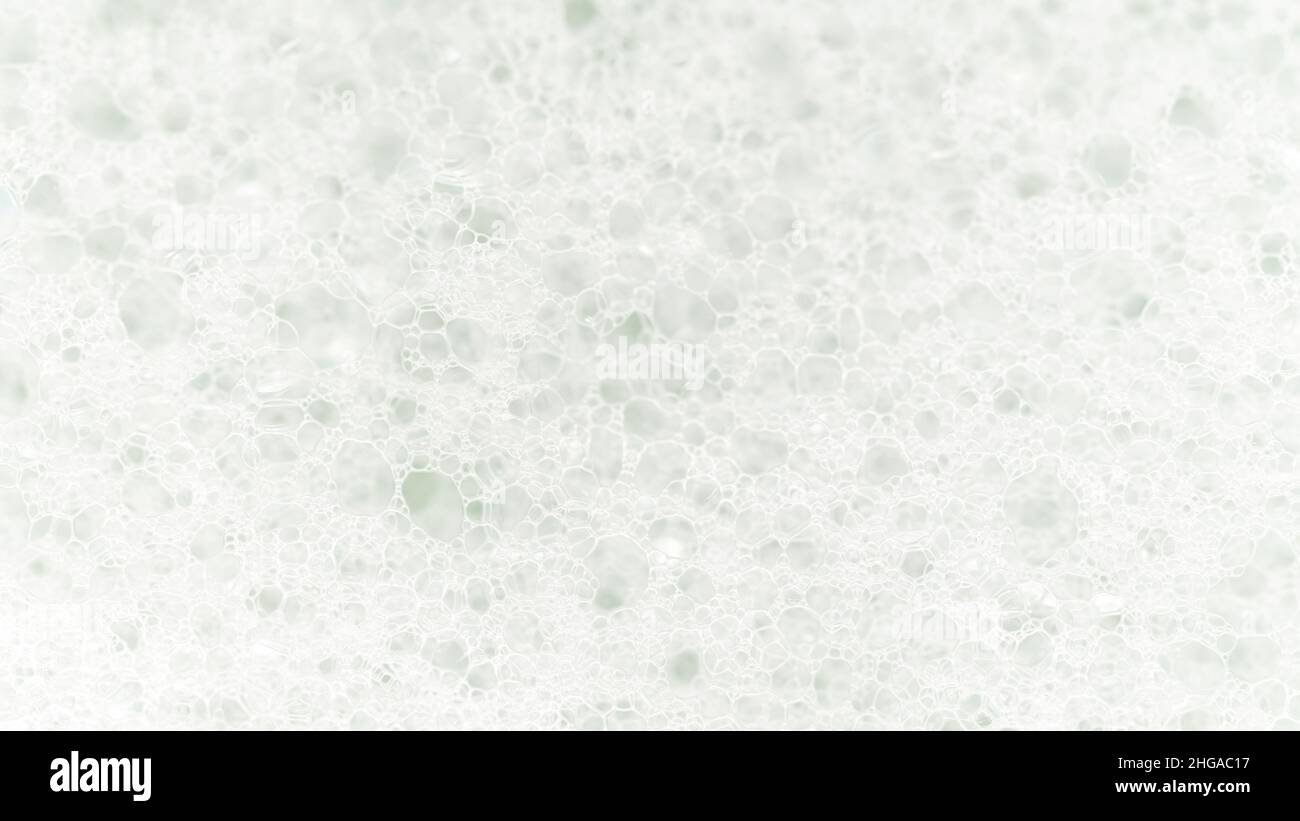 White foam with small bubbles macro photography. Soap foam texture in ...