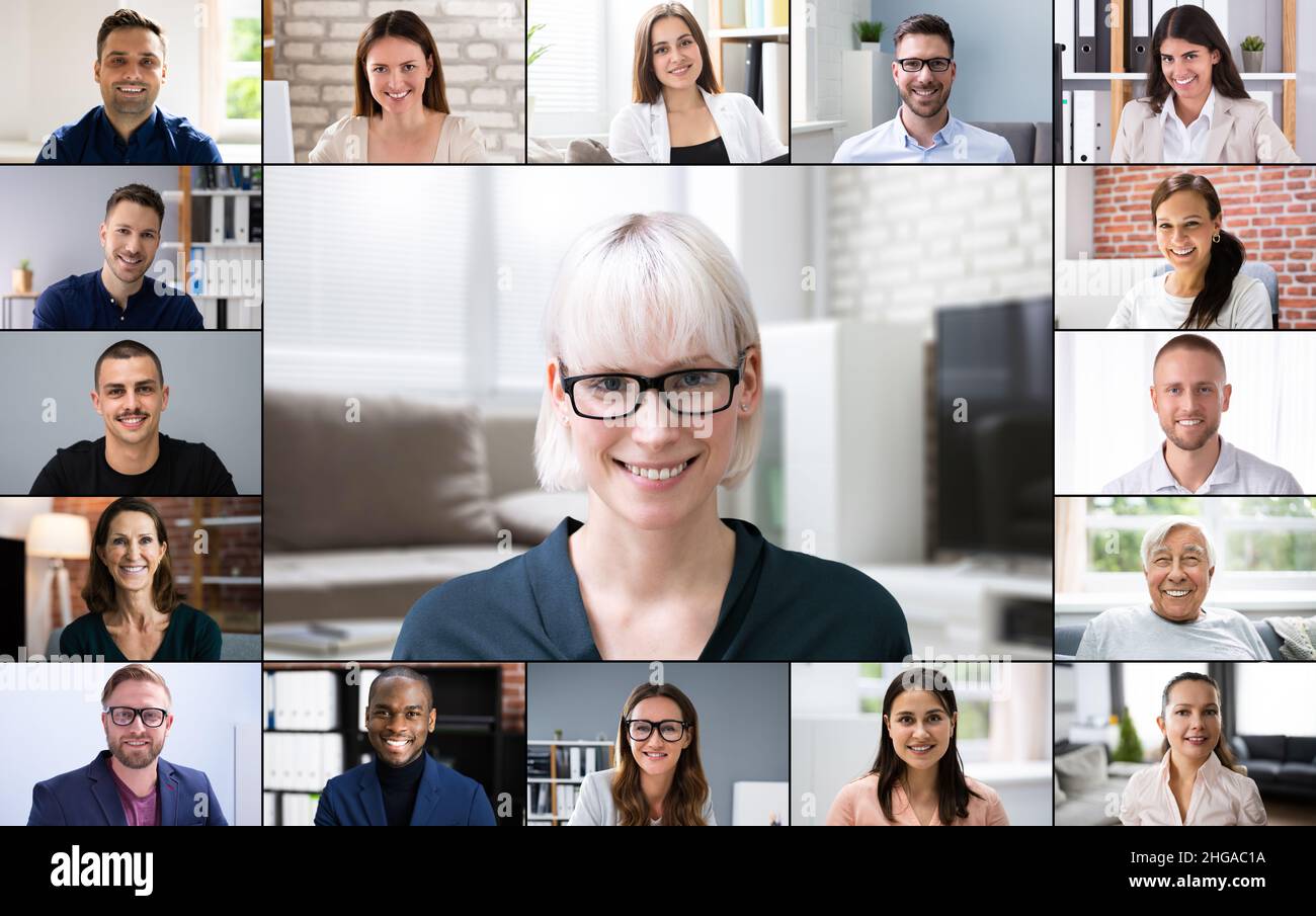 Online Video Conference Meeting Call Screen. Virtual Staff Chat Stock ...