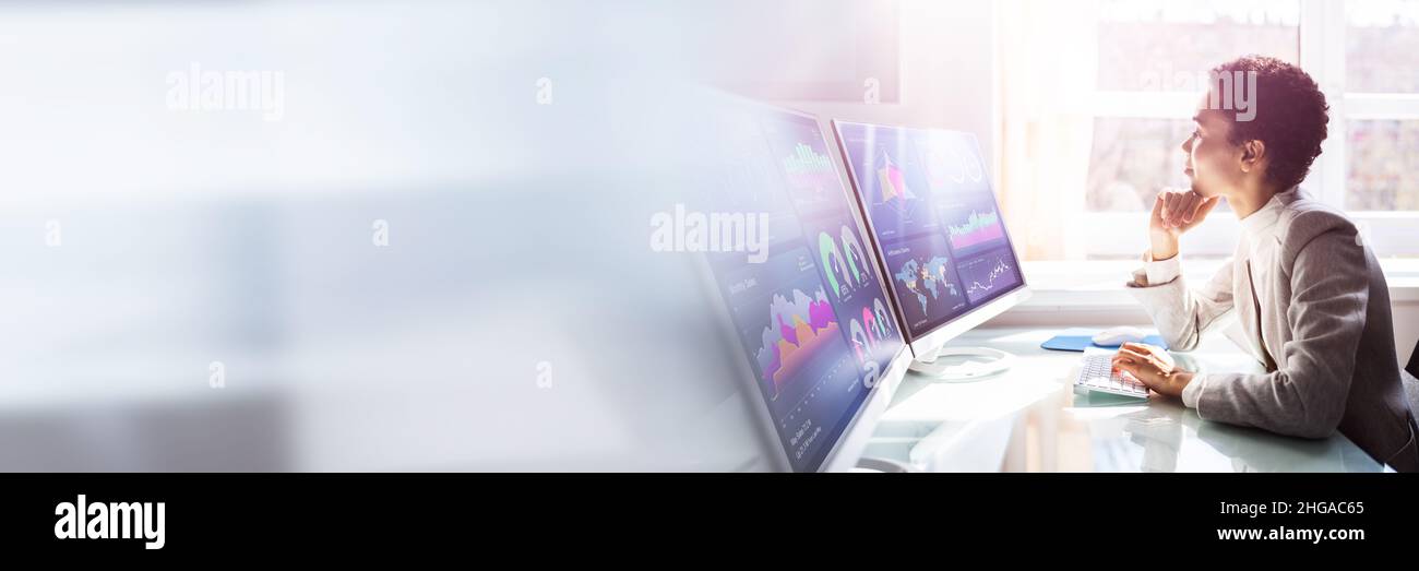 Financial Business Analytics Data Dashboard. Analyst Woman Stock Photo ...