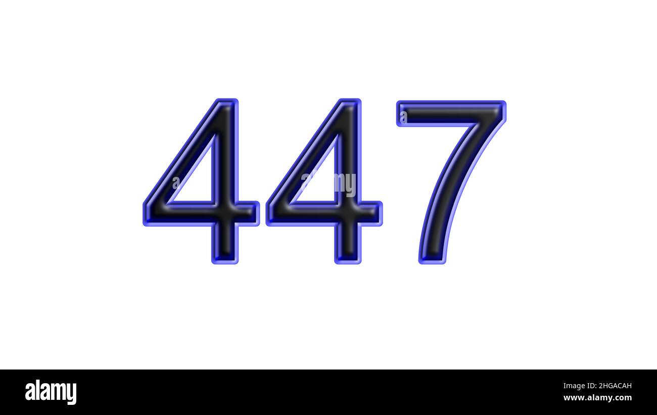 blue 447 number 3d effect white background Stock Photo - Alamy