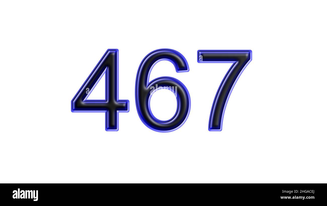 blue 467 number 3d effect white background Stock Photo - Alamy