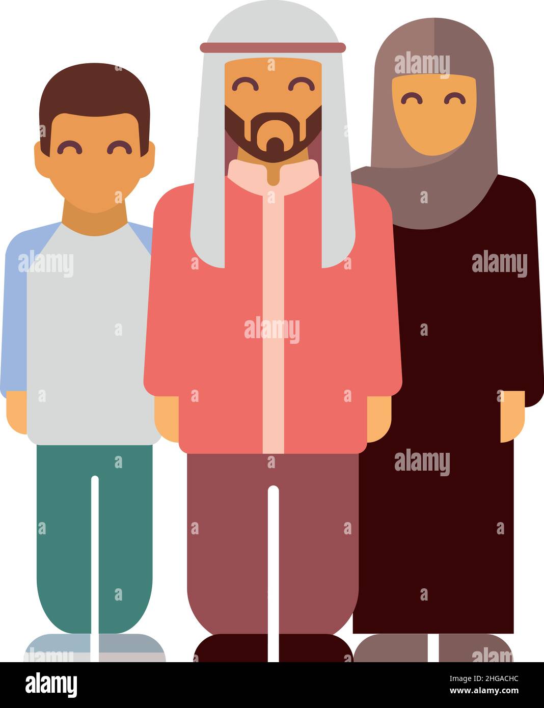 Muslim family icon. Happy father and mother with son Stock Vector Image ...