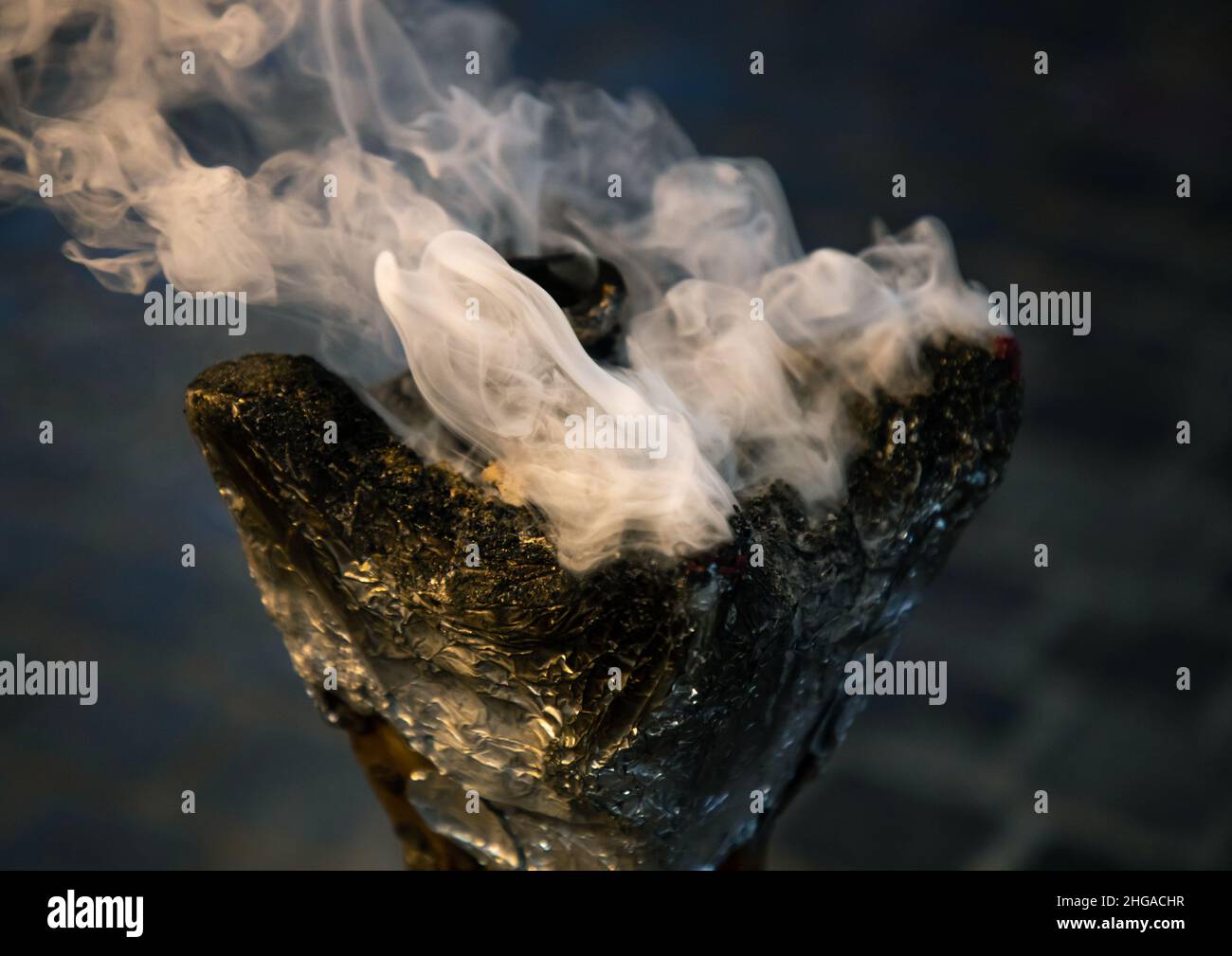 Frankincense smoke in a burner, Mecca province, Jeddah, Saudi Arabia ...