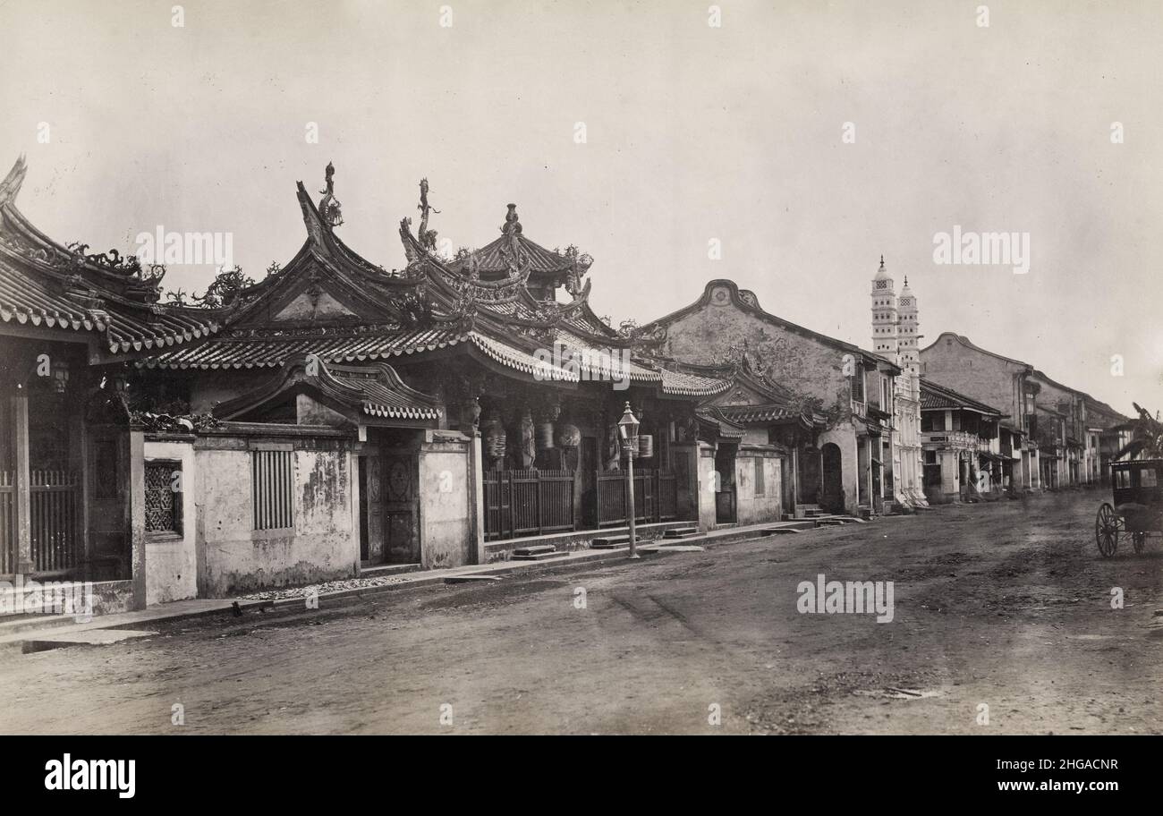 Vintage 19th century photograph - Street scene, Singapore Stock Photo ...
