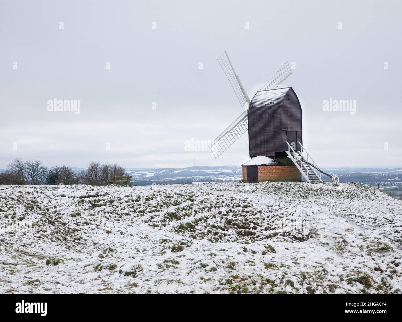 Brill windmill in Oxfordshire on a snowy day in winter Stock Photo - Alamy