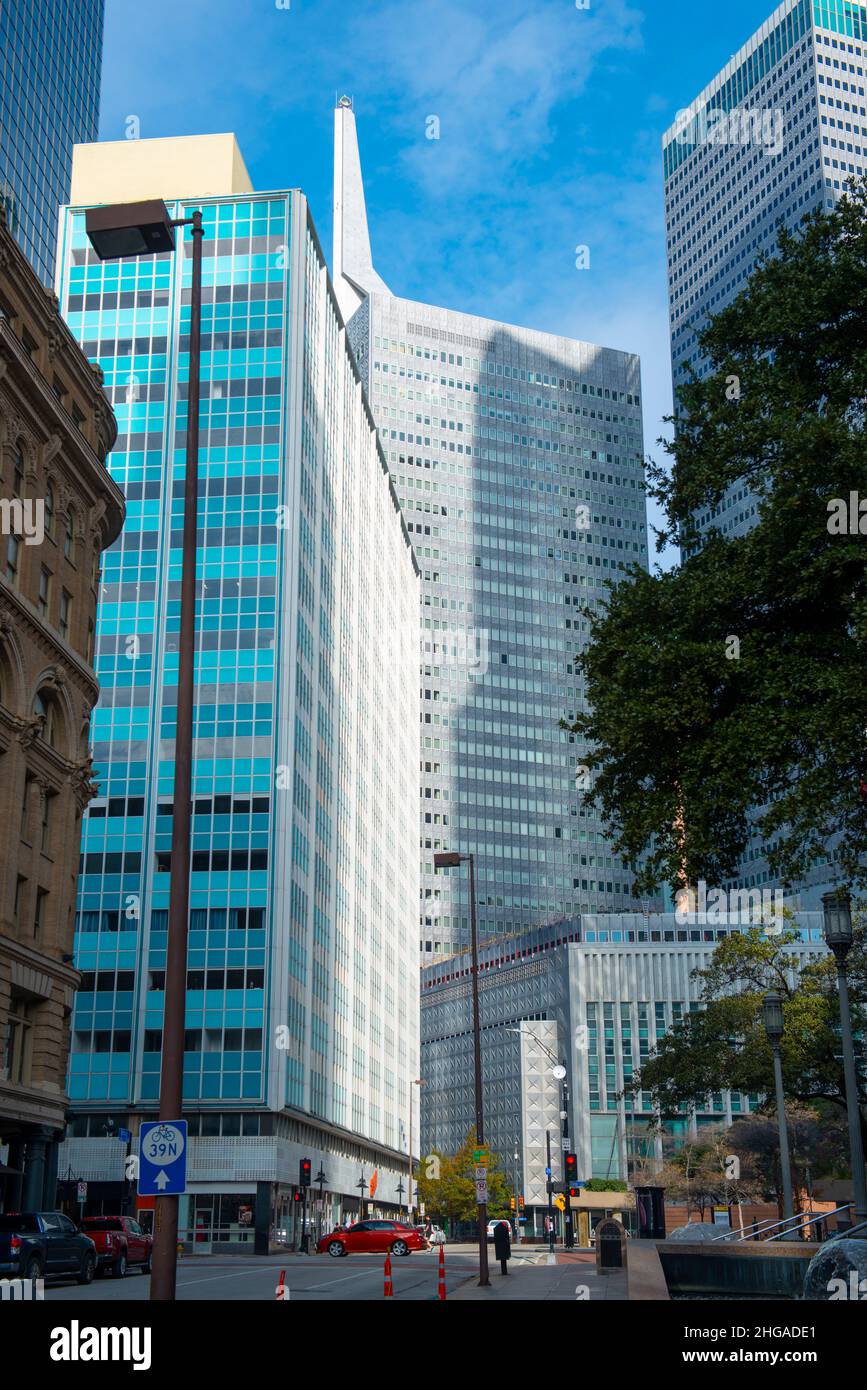 N Ervay Street modern city view at Elm Street with Republic Center ...