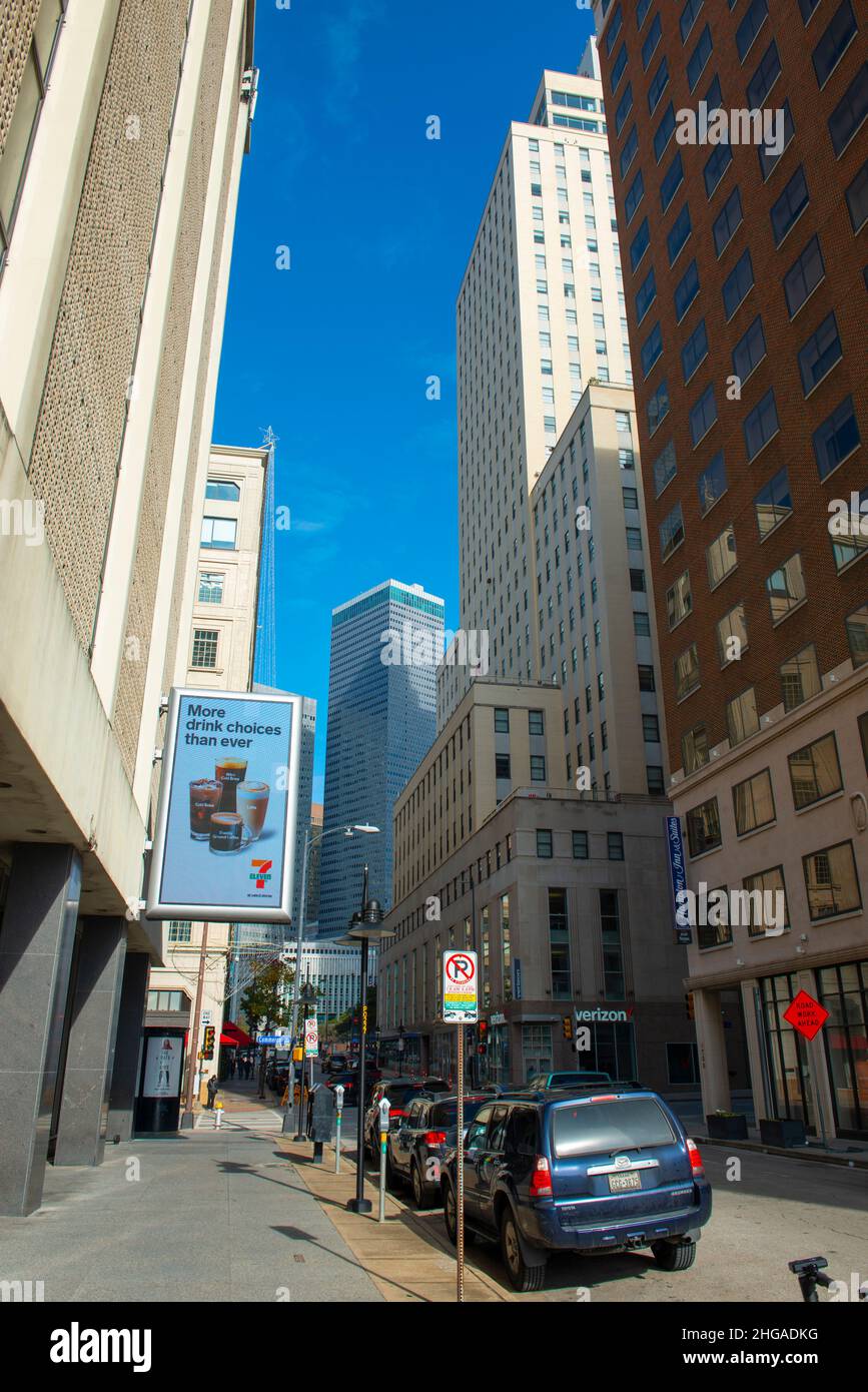 Dallas North Ervay Street modern city view at Commerce Street in ...