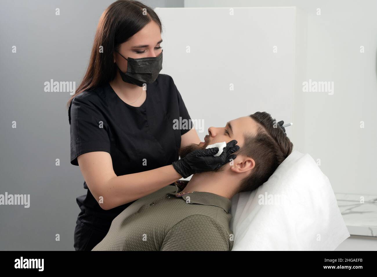 Man face surgery marks hi-res stock photography and images - Alamy