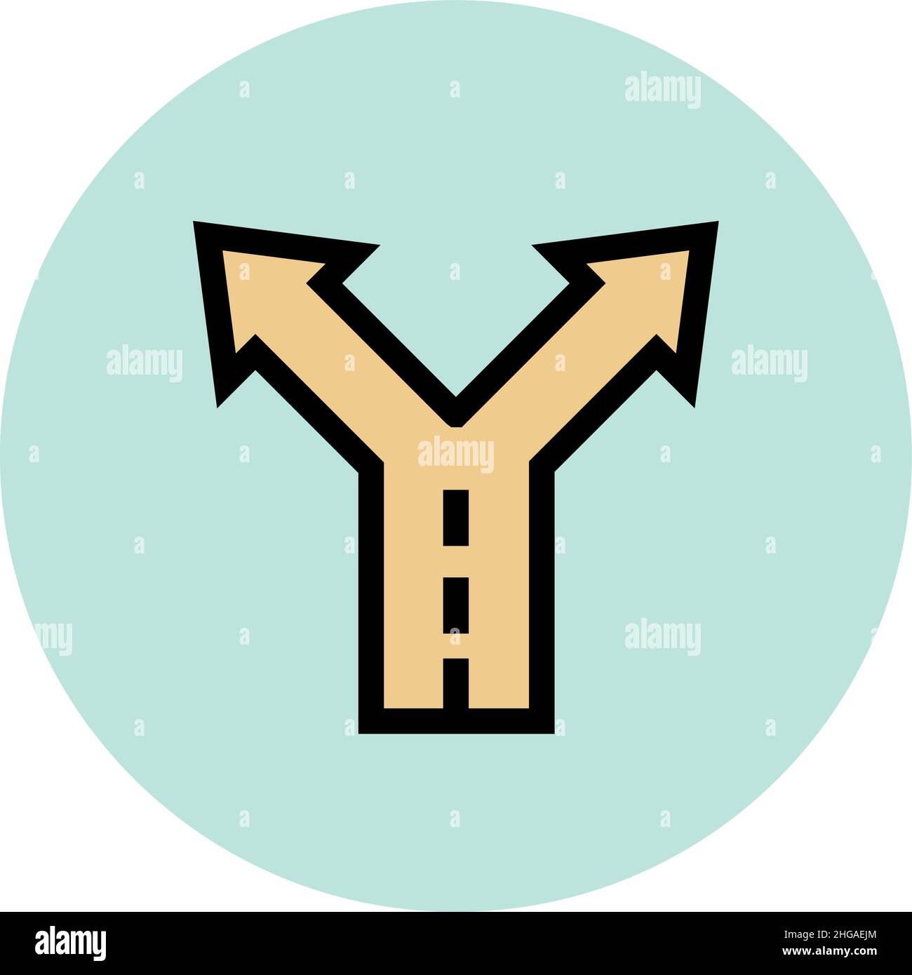 Splitting road. Path choice symbol. Round color icon Stock Vector Image ...