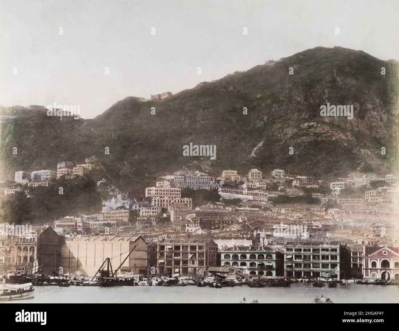 c.1900, early 20th century vintage photograph: View of boats and the ...
