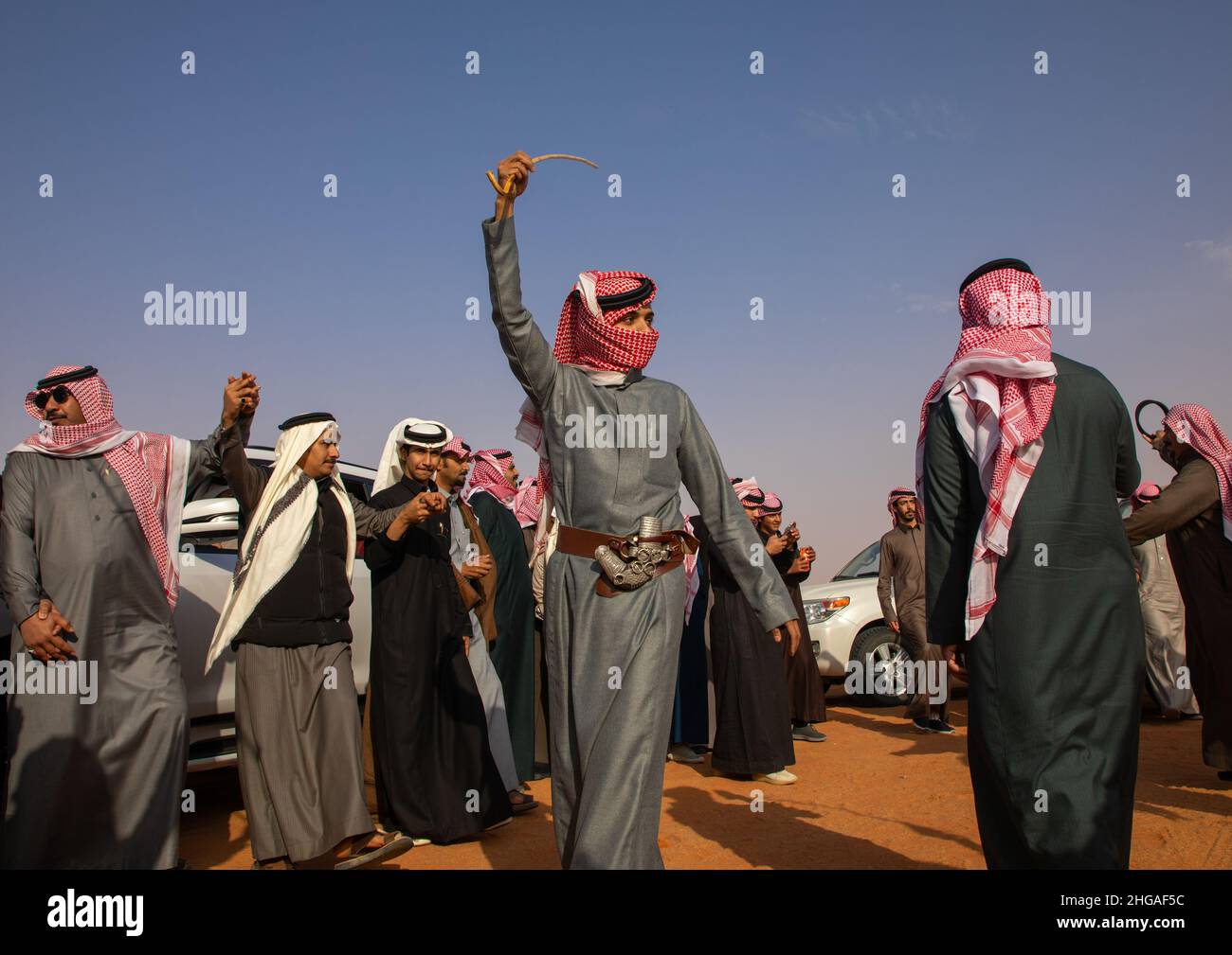 Saudi men dancing during King Abdul Aziz Camel Festival, Riyadh ...