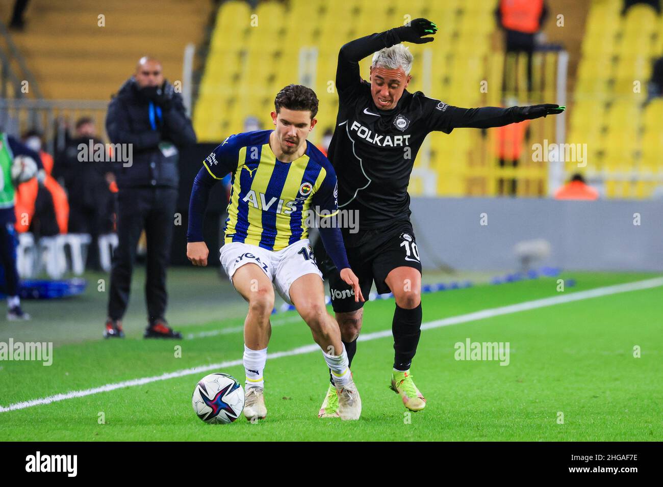ISTANBUL, TURKEY - JANUARY 19: Ferdi Kadioglu of Fenerbahce SK, Martin ...