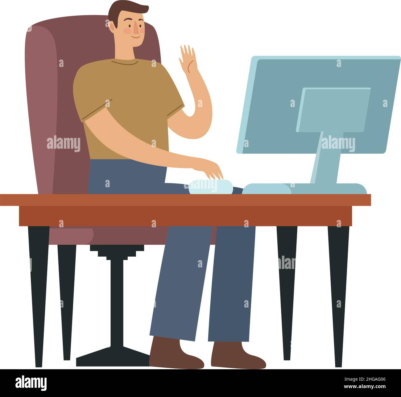 Person seated desk using computer Stock Vector Images - Alamy