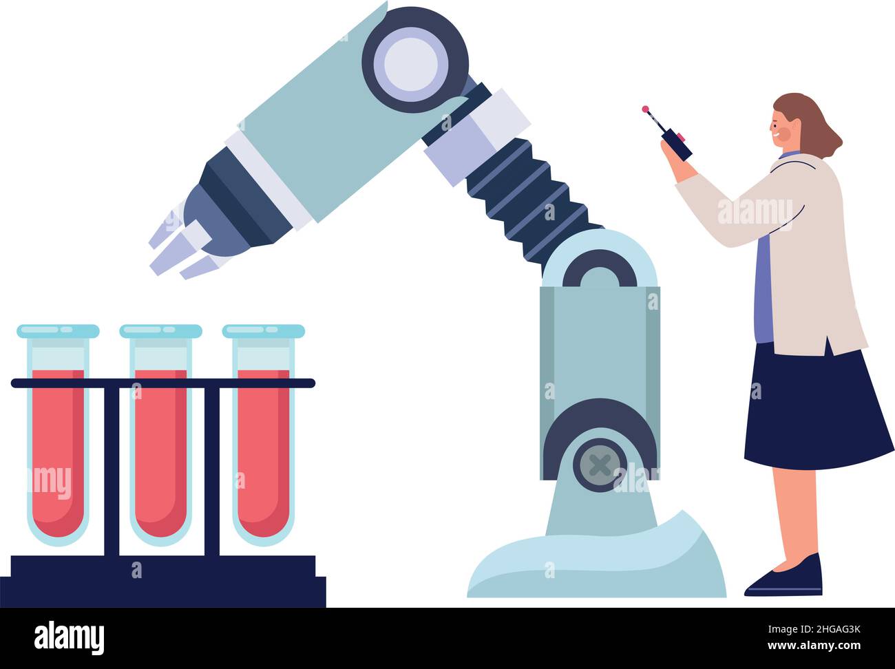 female scientist with robotic hand Stock Vector Image & Art - Alamy