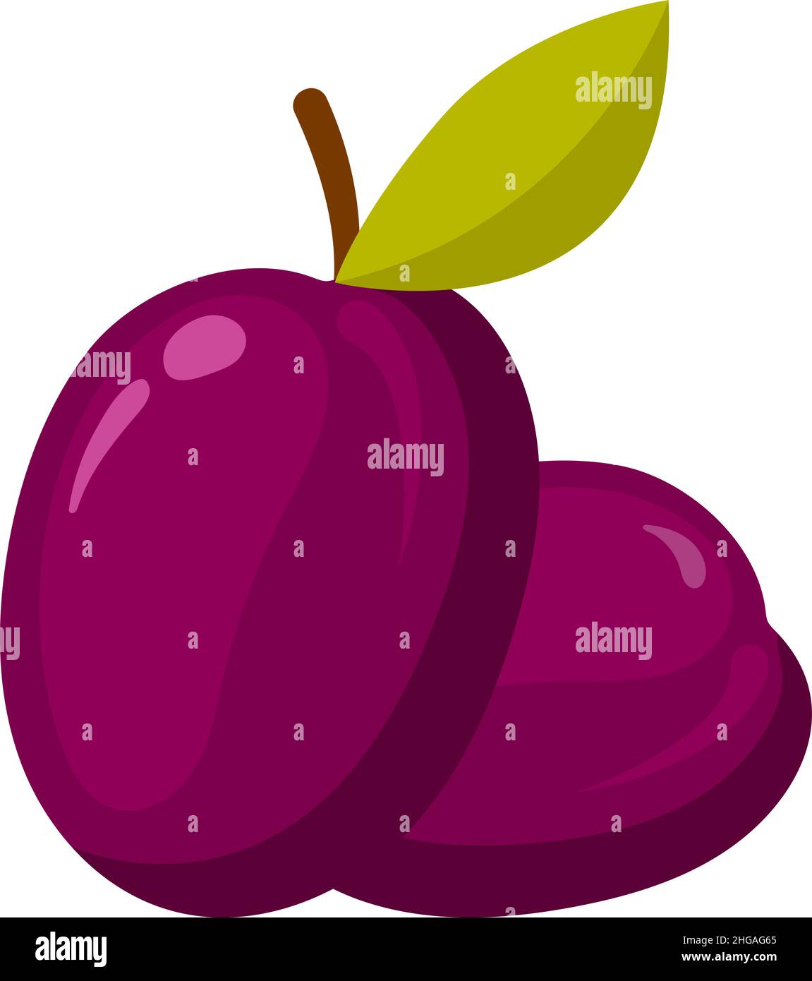 Cartoon purple plum fruit Cut Out Stock Images & Pictures - Alamy
