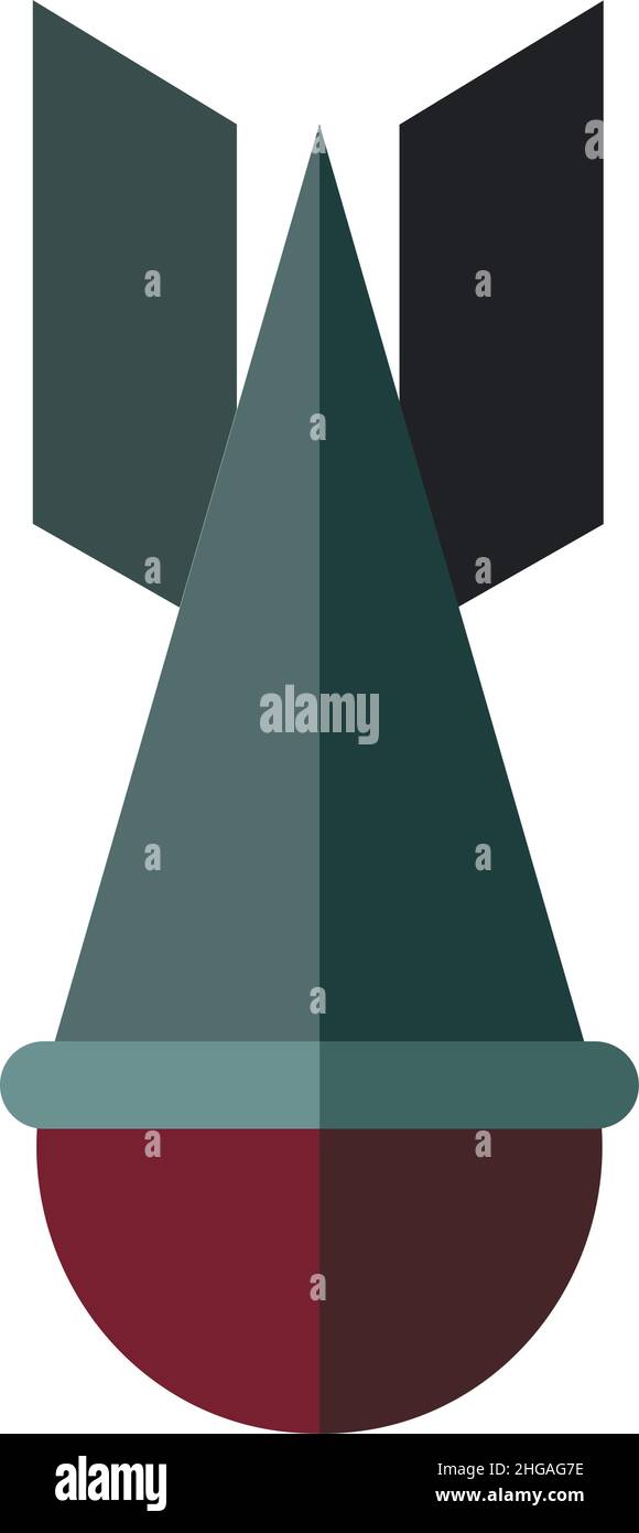 Aerial bomb flat icon. Falling explosive weapon. Military symbol Stock ...