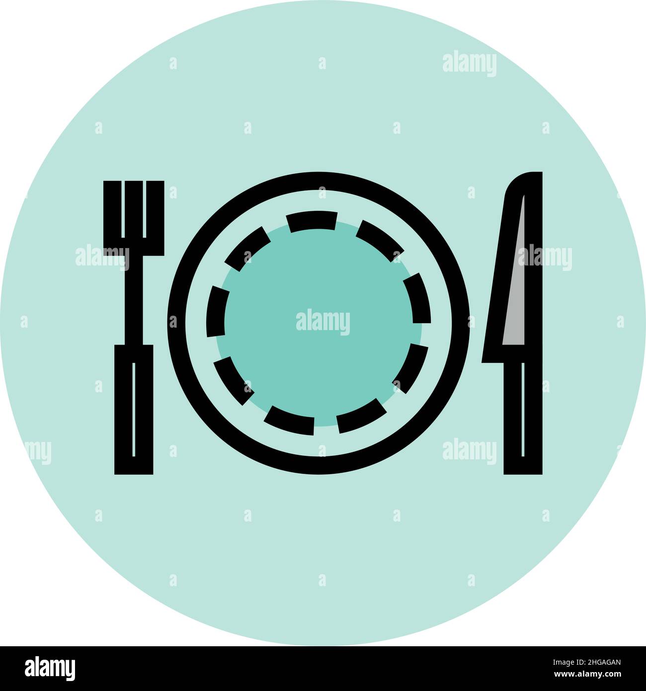 Dinner place icon. Plate with fork and knife. Restaurant symbol Stock ...