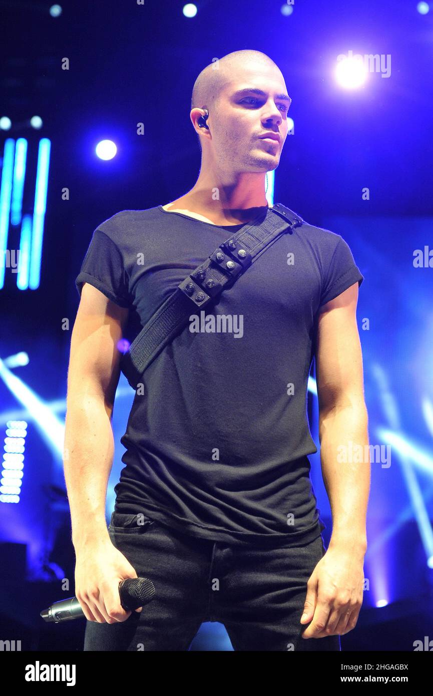 London, UK. Max George, Jay McGuiness, Siva Kaneswaran, Tom Parker and ...