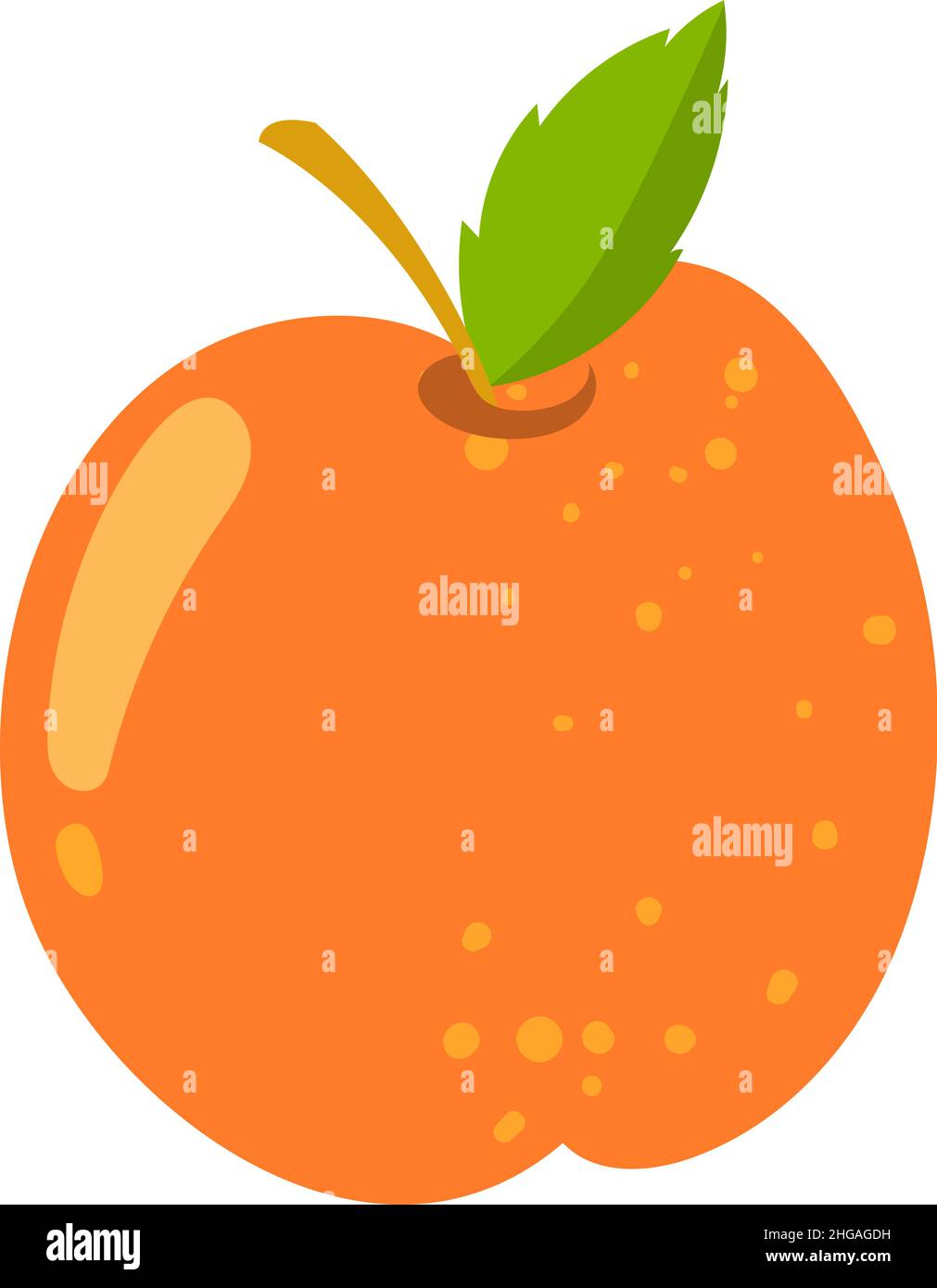 Apricot with green leaf. Sweet orange fruit. Summer garden symbol Stock ...