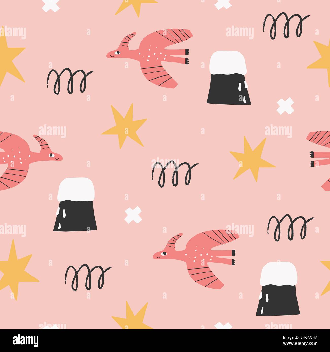 Cute dinosaur seamless patterns. Digital paper. Creative childish print ...