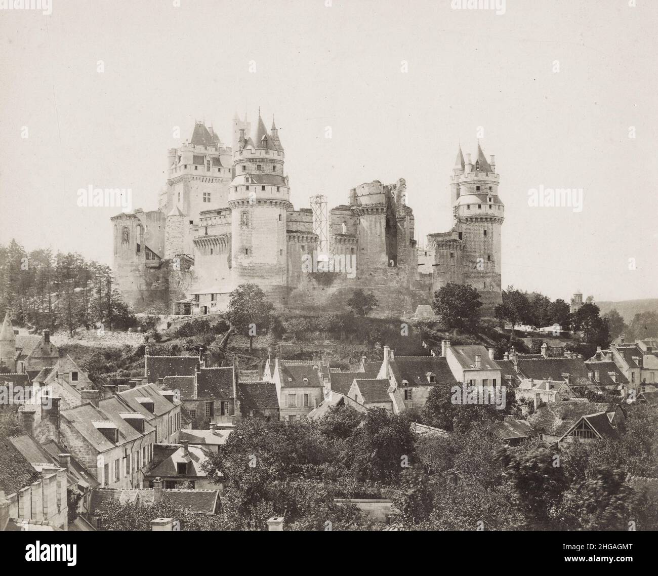 Vintage 19th century photograph - The Château de Pierrefonds, castle ...