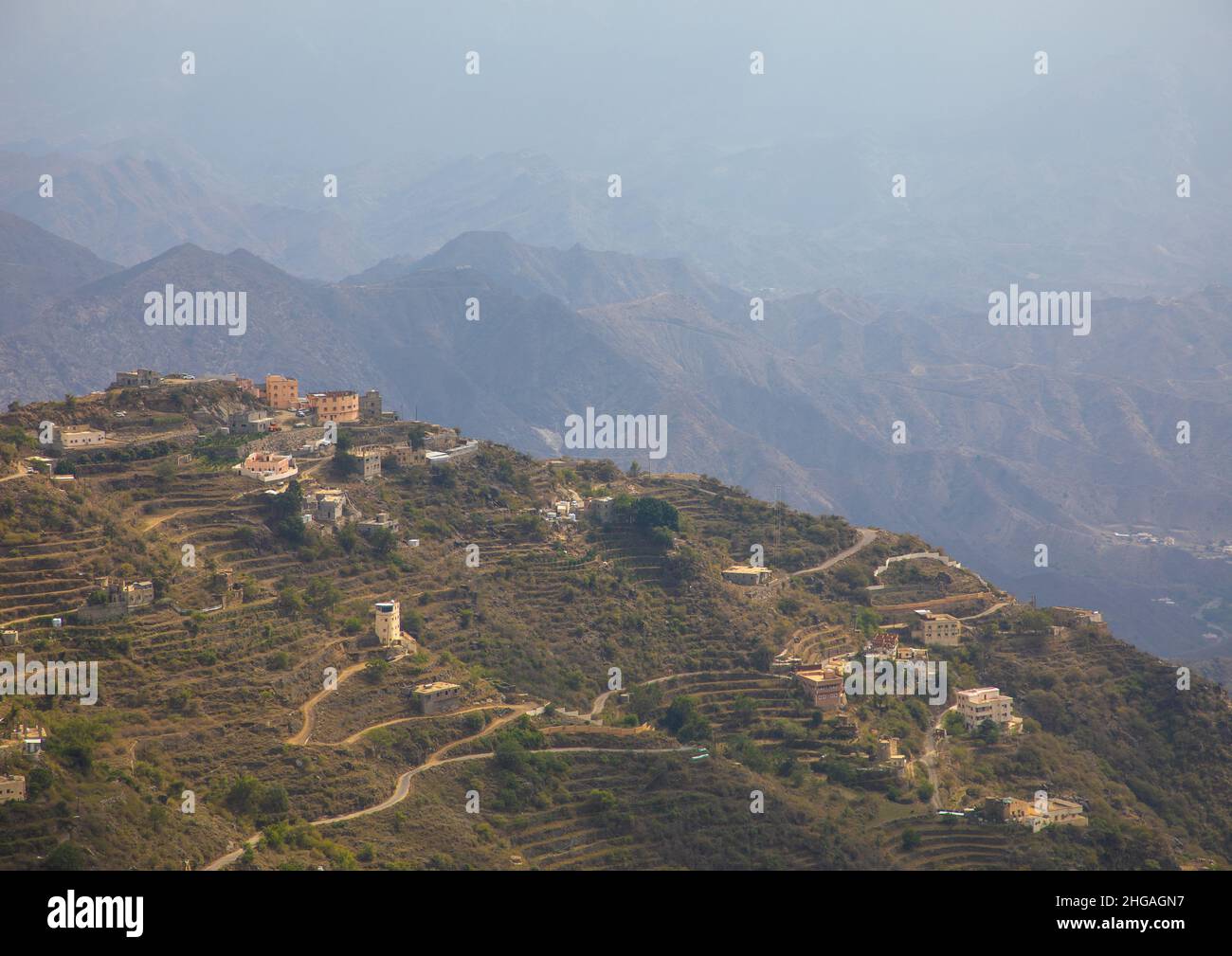 Village in the mountain near the Yemen border, Jizan Province, Faifa ...