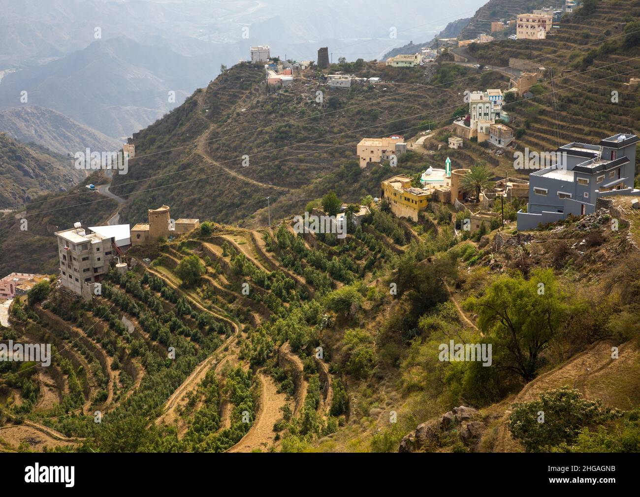 Village in the mountain near the Yemen border, Jizan Province, Faifa ...