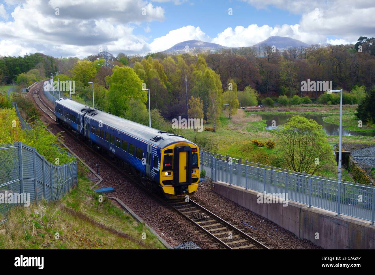 Rail track - Waverley Line, Galashiels to Edinburgh, in Scotland. Train ...