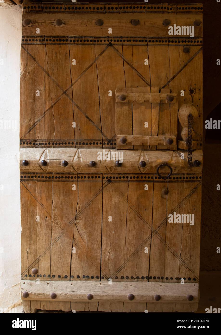 Old wooden door in Musmak fort, Riyadh Province, Riyadh, Saudi Arabia ...