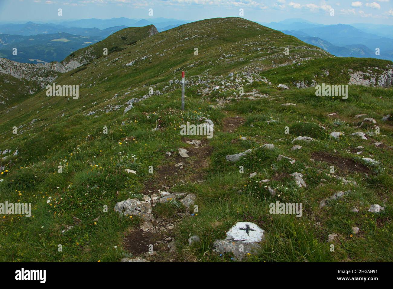 View of mountain panorama from Oetscher in Austria,Europe Stock Photo ...