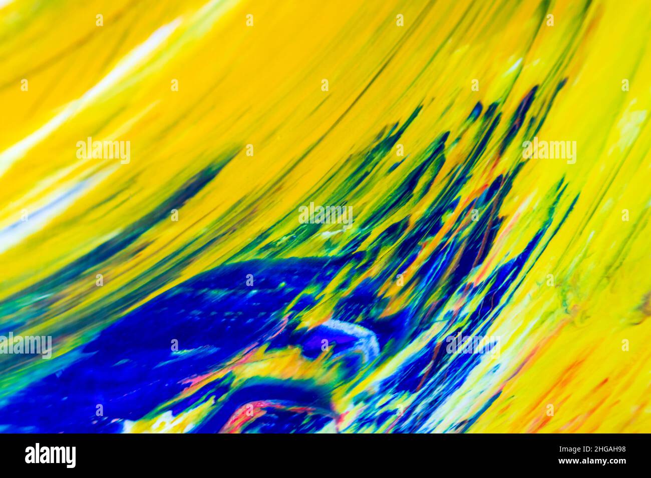 Selective focus of paint strokes. Abstract colorful background. Close ...
