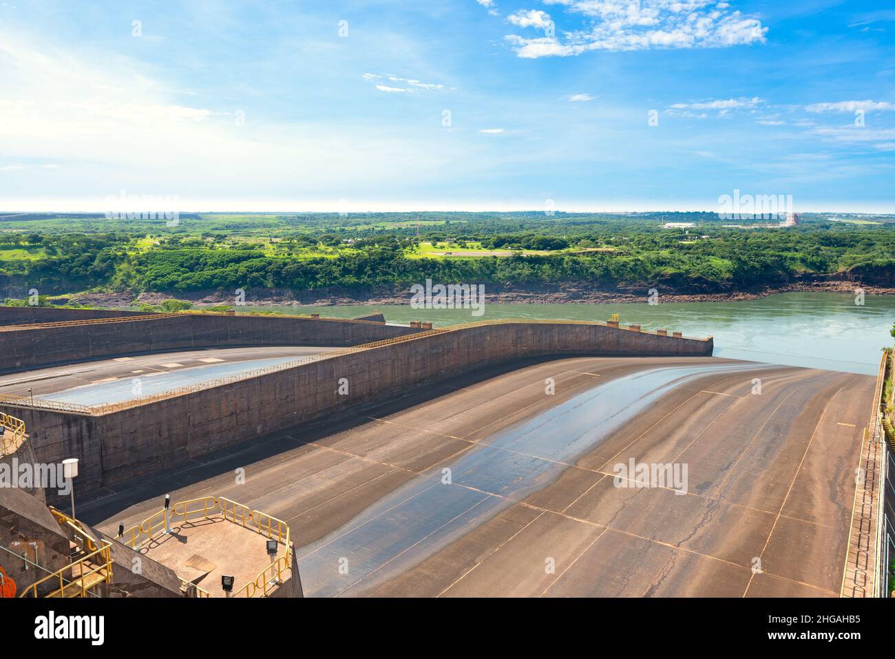 The spillway of Itaipu hydroelectric dam for discharging excess water ...