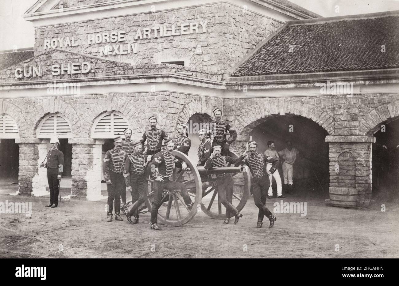 Vintage 19th century photograph - Royal Horse Artillery, soldiers and ...