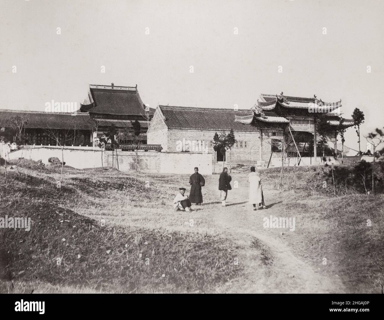Vintage 19th century photograph - Temple entrance, Nanking, Nanjing ...