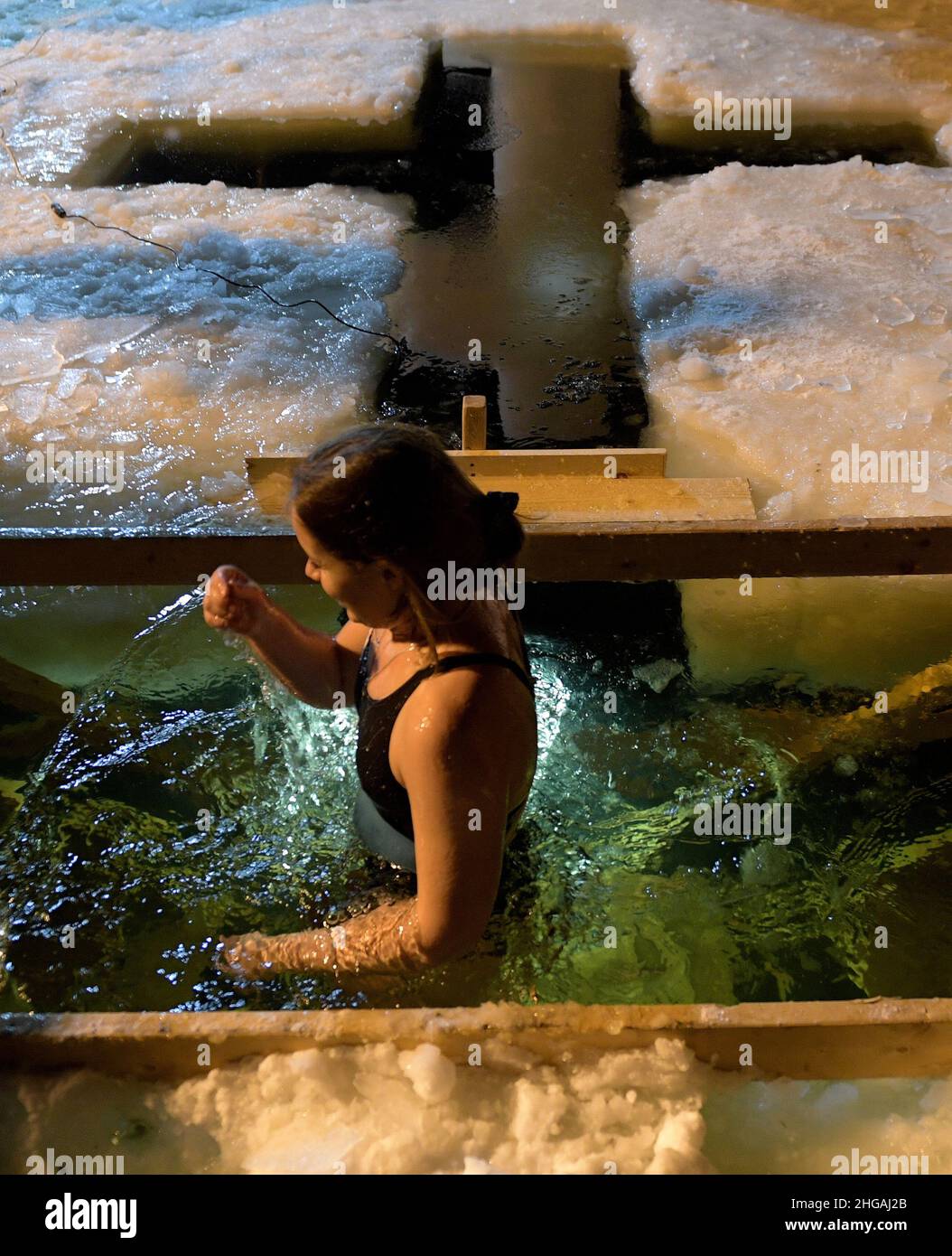 Feast of the Baptism of the Lord. Epiphany bathing at the Klyazma ...