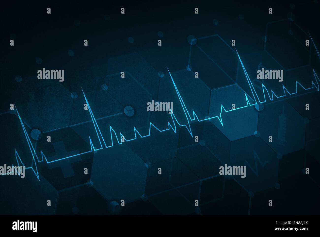 Abstract Health Concept Background in Blue Texture with Heartbeat Signs ...