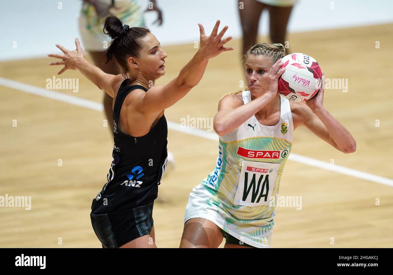 New Zealand's Karin Burger (left) and South Africa's Izette Griesel ...
