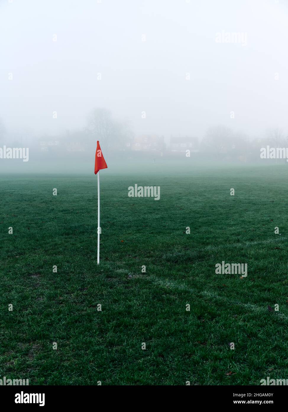Public football pitch in fog hi-res stock photography and images - Alamy